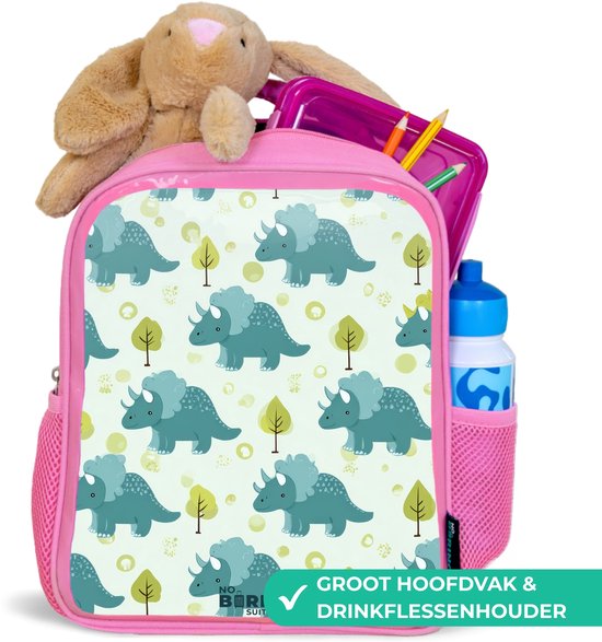 Rugzak roze - Schooltas meisjes - Triceratopsen tussen boompjes ...