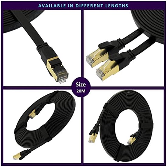 Flexibele Cat 8 Ethernet LAN Kabel - 20 Meter RJ45 Patchkabel voor PC ...