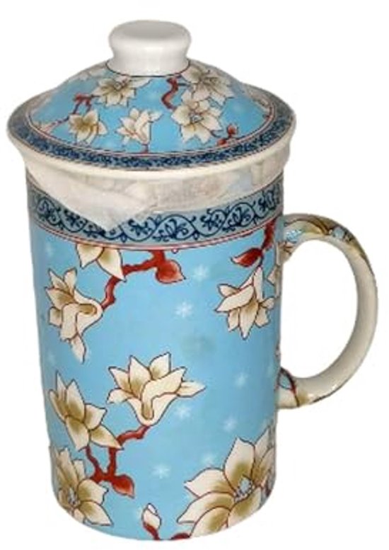 Traditionele Chinese theemok met theezeef en deksel - Porseleinen set ...