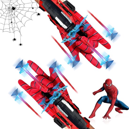 2 Set Kids Spider Hero Gloves - Super Spider Launcher Glove - Launcher ...