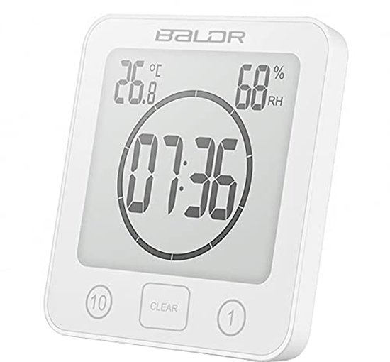 Digitale Doucheklok met Thermometer en Hygrometer - IP24 Waterdichte ...