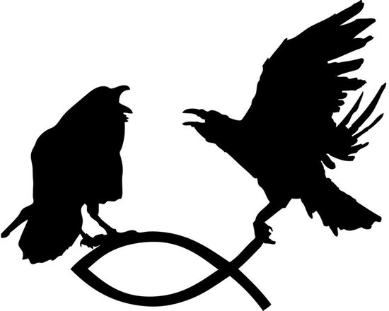Odin's Ravens Catching Christian Fish Autosticker | Hugin en Munin ...