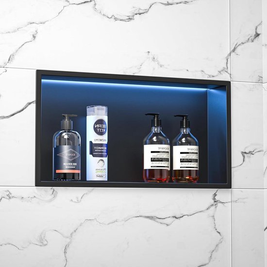 Allecto plus - Wandnis douche van roestvrij staal met RGB LED ...