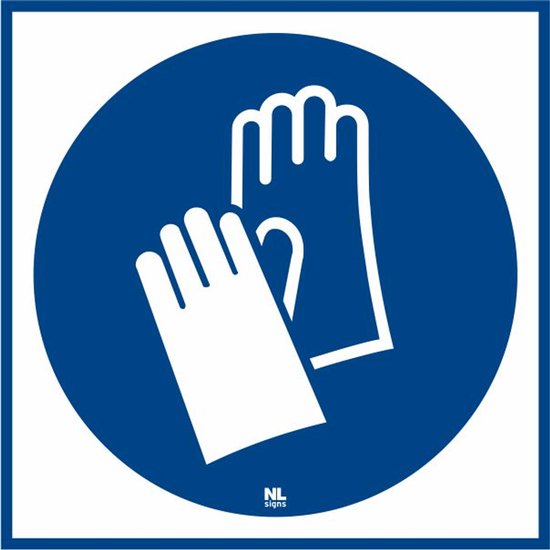 Bord handschoenen verplicht M009 nalichtend (glow in the dark) + kader 10x10 cm | bol