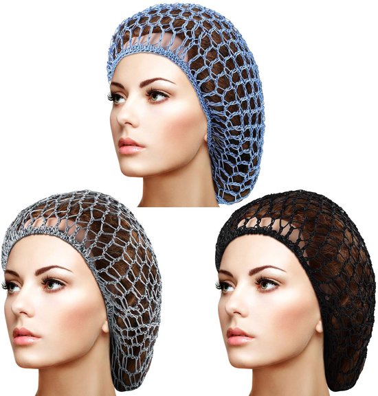 QTTVBTNA -3 Stuks Mesh Haarnet – Ademend Gehaakt Haarnetje van Rayon ...