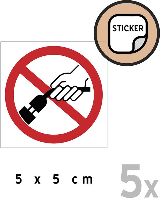 Pictogram/ stickers (5x) | Stopcontact niet uittrekken | 5 x 5 cm ...
