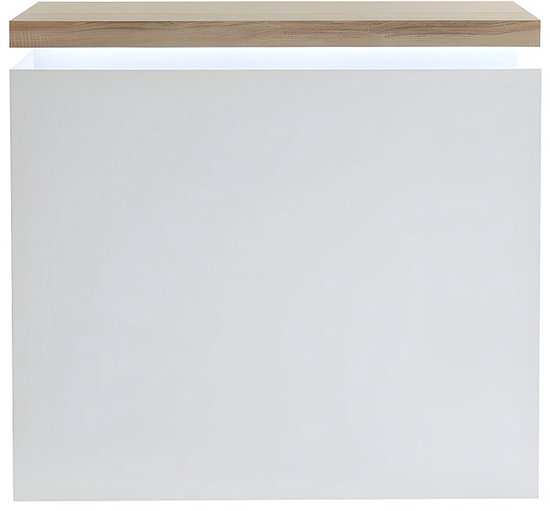Vente-unique Barmeubel HALO II - Wit gelakt MDF - LEDs - Wit en eik L ...