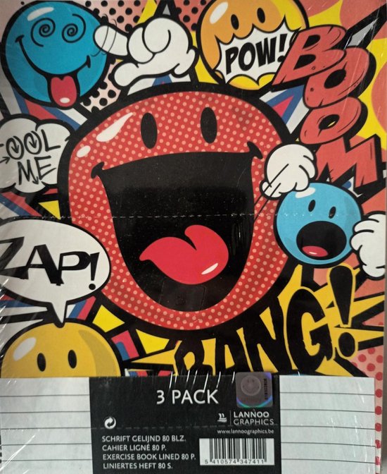 Schrift - Schoolschrift - 3 stuks - Smiley - Lijn - Gelinieerd - 40vel ...