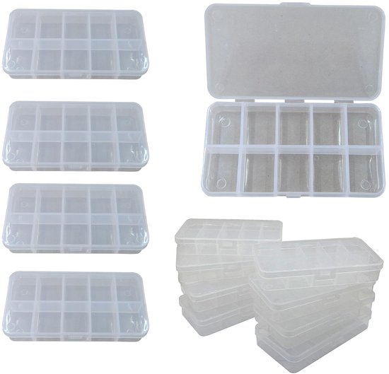 Opslagdozen-8 Stuks-10 Compartimenten-Plastic-Sorteerdoos voor Sieraden ...