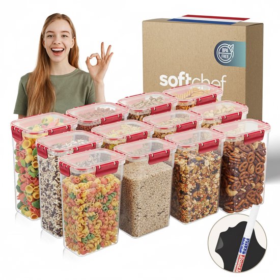 Soft Chef Clara Deep Box – 12-delige Voedselbewaarset (12×3400 ml ...