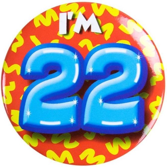 Paper Dreams Button I'm 22 Staal 5,5 Cm Geel/rood/blauw | bol