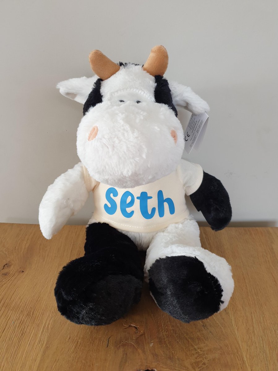 Geboorte cadeau Knuffel Koe met naam[Knuffeldier met naam] [Koe knuffel ...