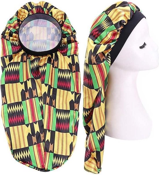 Satin Bonnet voor Dreadlocks / Braids / Rasta - Kente print Dreadsock ...