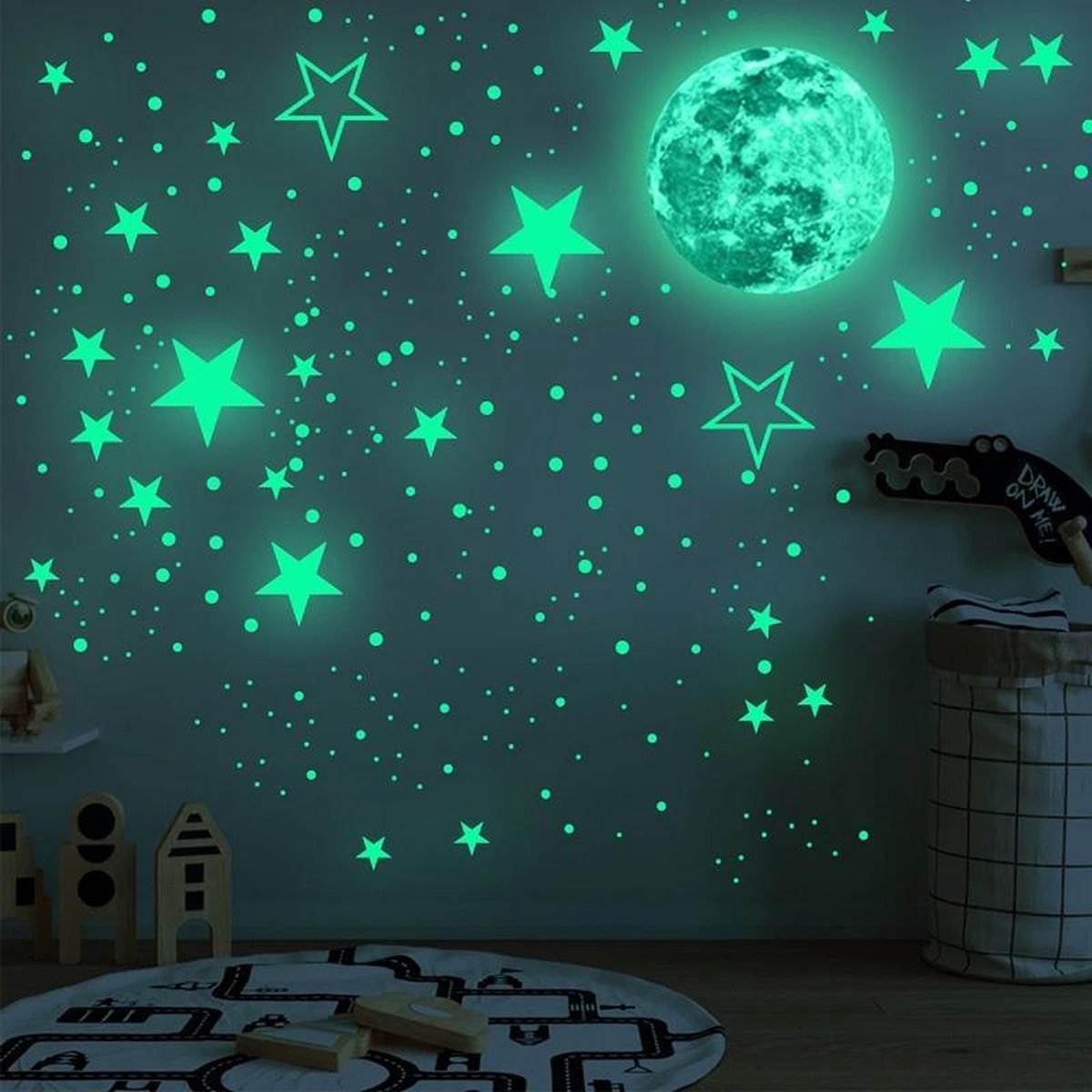 Glow in the dark stickers crèche - Stars and Moon 436 Stickers lumineux ...