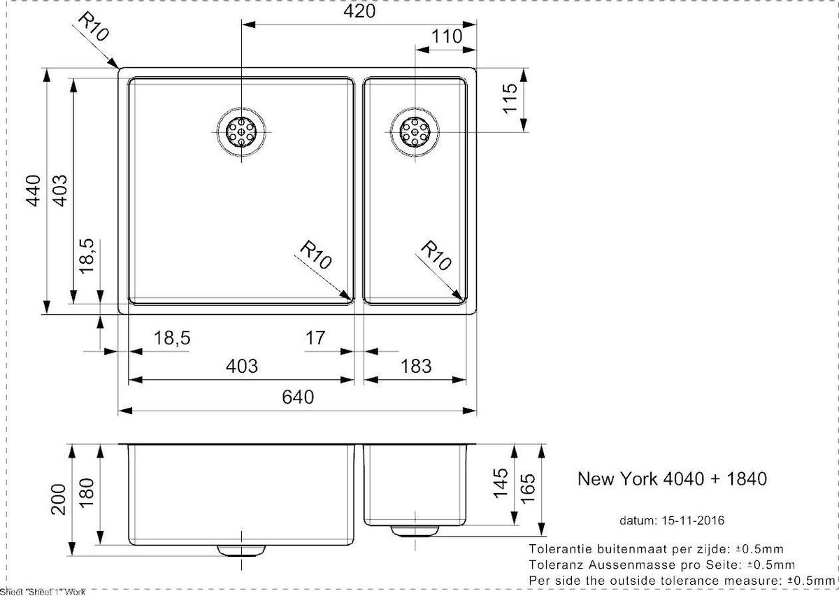 Reginox New York 40x40+18x40 | bol