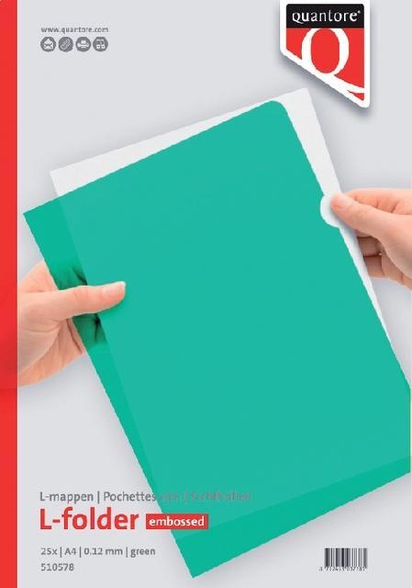 Insteekmap L-model Quantore * A4 L-map * Groen * PP * 0.12mm dik * 100 ...