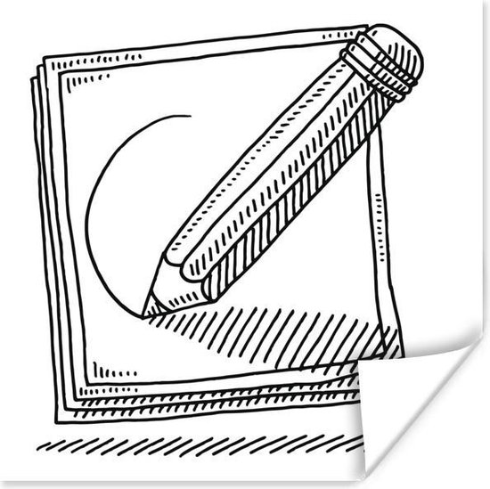 Poster tekening van een schets tekening - 100x100 cm XXL | bol.com