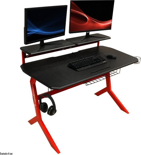 Computer Game Bureau Zwart / Rood- LC-GD-1R - Gaming Desk Carbon Fiber ...