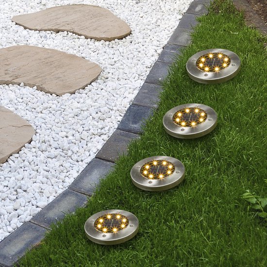 Set van 12x stuks solar tuinlampjes/grondspotjes - grondspot op zonne ...