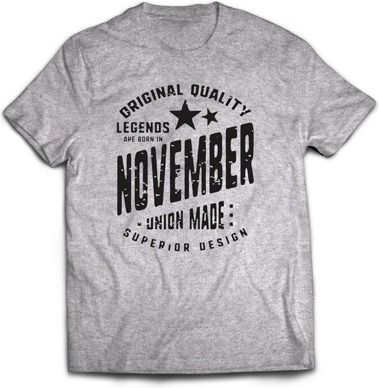Legends are born in November - Grijs feest kado T-Shirt Heren/Dames ...