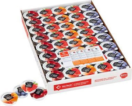 Van Oordt - fruitbeleg/jam - assorti cups kleinverpakking - 80 x 15g | bol