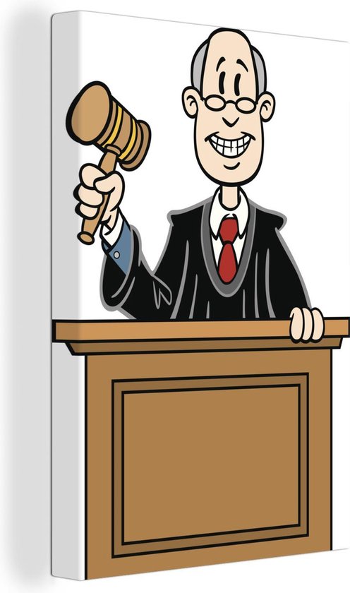 Canvas Schilderij Een tekening van een rechter achter de desk - 20x30 ...