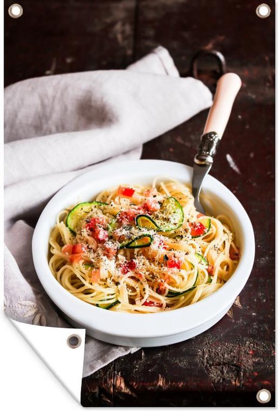 Tuinposters buiten Pasta - Spaghetti - Groenten - Italiaans - 60x90 cm ...