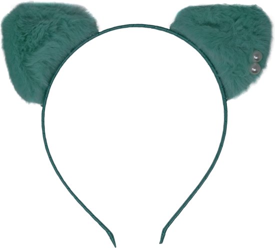 Jessidress Haarband Haar diadeem met katten oren en parels - Groen | bol