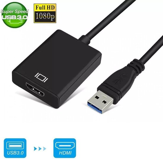 USB 3.0 naar HDMI - USB naar HDMI inclusief Audio - Video Adapter - USB ...