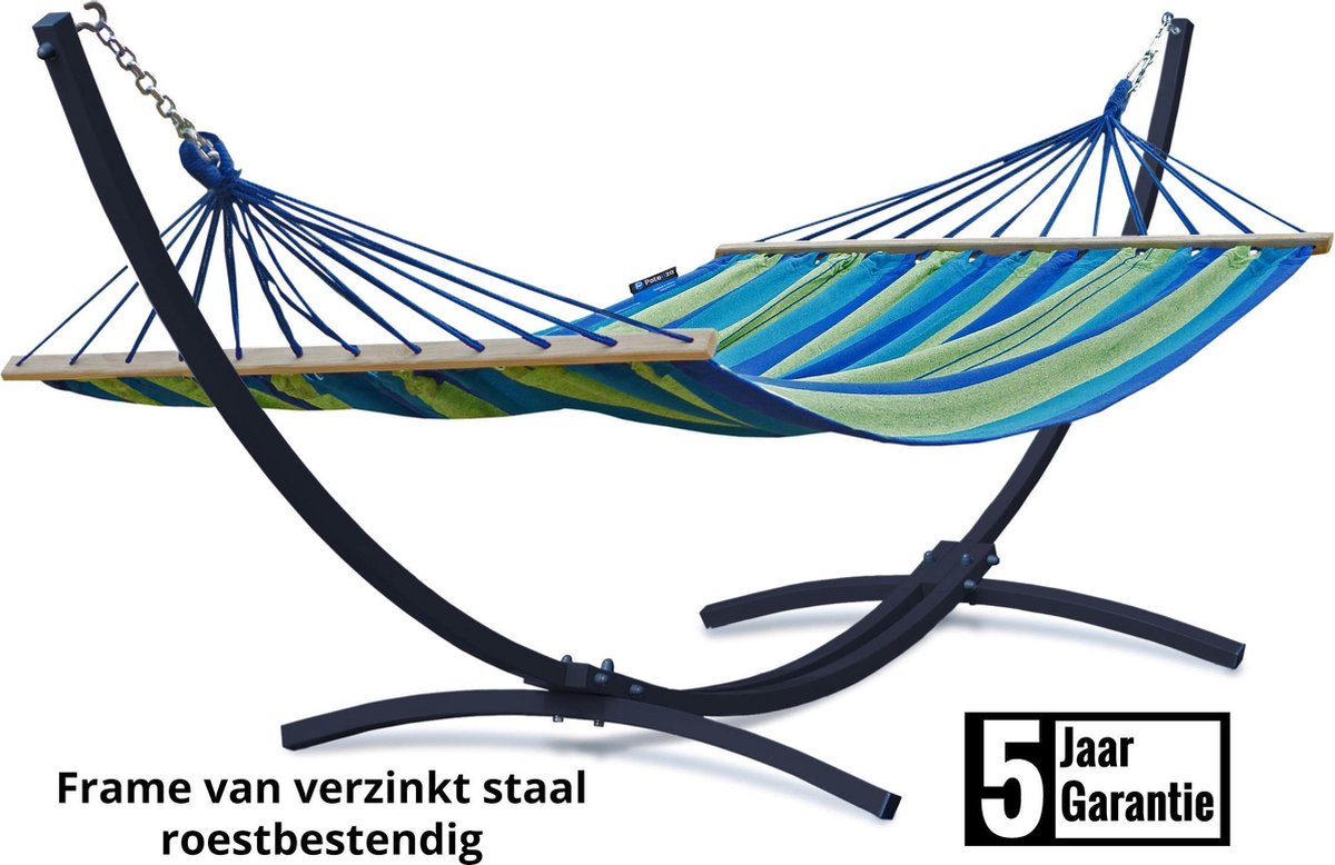 Potenza® Hangmat met SPREIDSTOK en standaard – 2 persoons – VERZINKT ...
