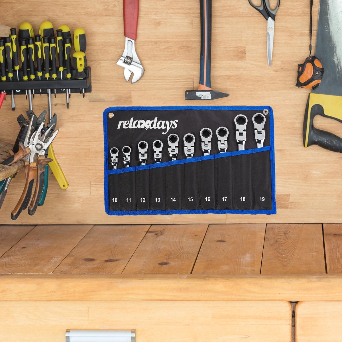 Relaxdays ringratelsleutelset 10-delig - steeksleutelset ratel ...