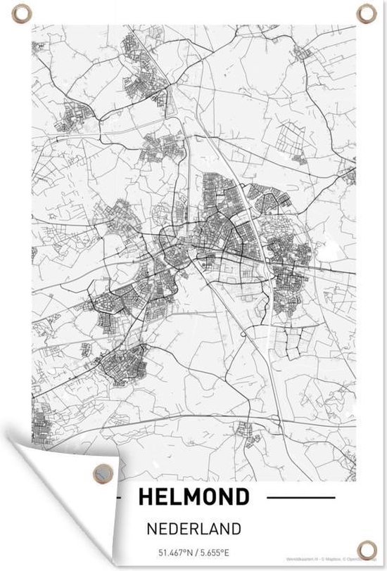 Helmond City Map affiche de jardin en vrac - Carte 80x120 cm - Toile de ...
