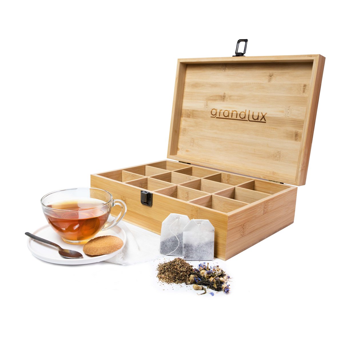 Grandlux Theedoos 12 Vaks - Ruime Vakken voor Clipper, Pukka, Twinings ...