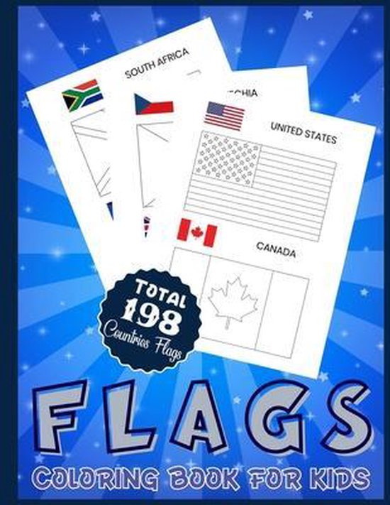 Flags Coloring Book For Kids Total 198 Countries Flags, Paradise ...