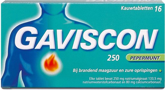 Gavison Pepermunt Kauwtabletten 250 mg - Maagzuurremmers - 16 stuks ...