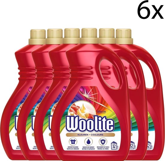 Woolite Kleuren Wasmiddel voor Gekleurde Was met Keratine - 1,9 L x6 | bol