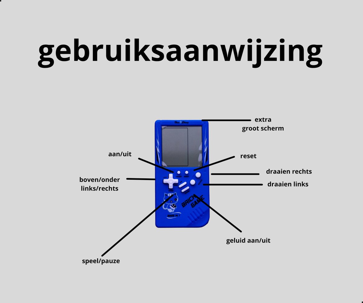 Brickgame Handheld Spelcomputer - Extra Groot Scherm - Tetris - Classic ...