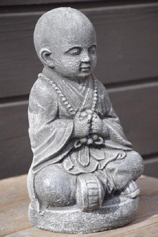 Mediterende kindmonnik, Shaolin Monnik, antraciet | bol