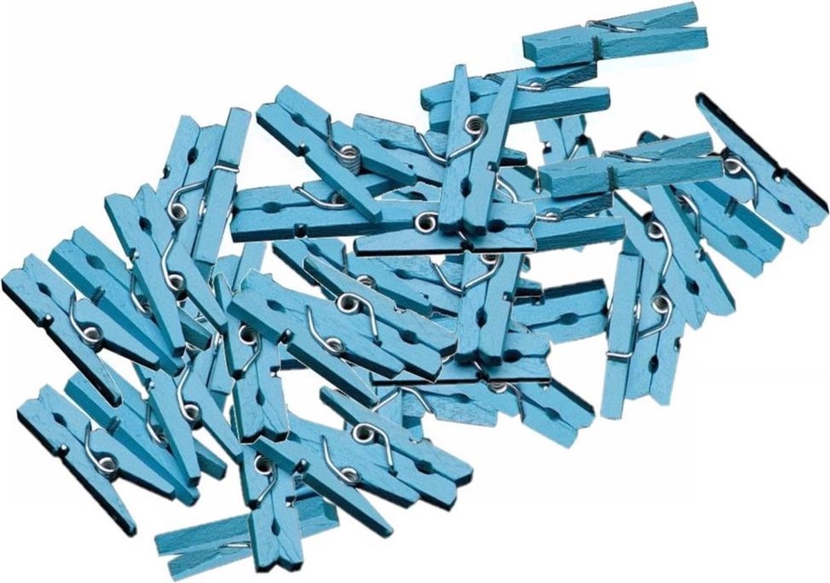 100x mini knijpers blauw - 2 cm - Geboorte jongen knijpertjes ...