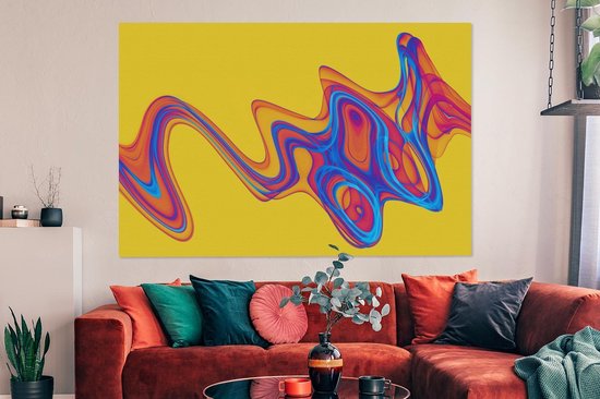 Canvas Schilderij Digitale zeepbubbels - 150x100 cm - Wanddecoratie ...