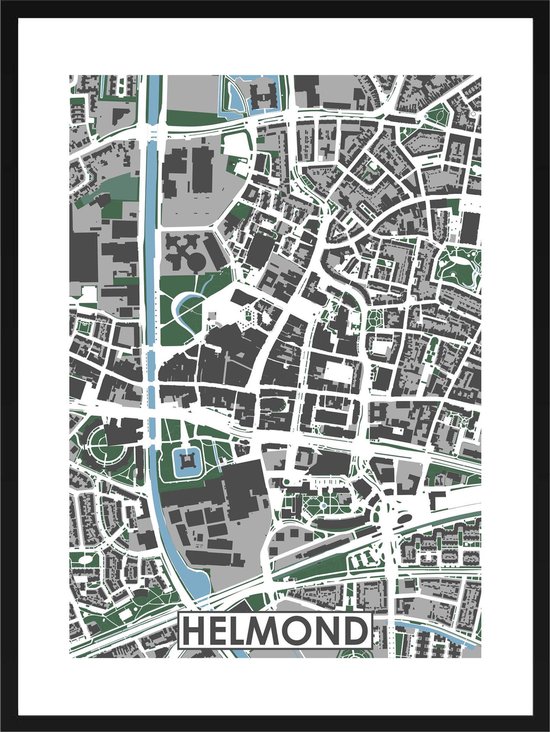 Helmond centrum - stadskaart | Inclusief strakke moderne lijst ...