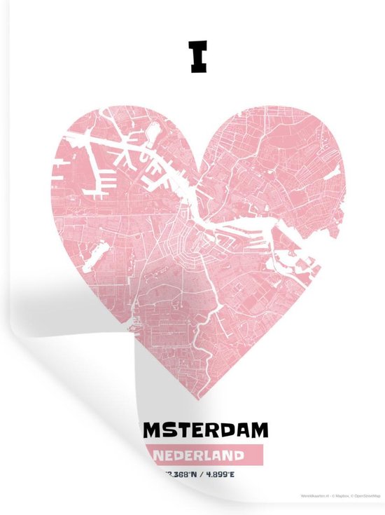 Sticker Muursticker Cartes de la ville Amsterdam - Amsterdam, Pays ...