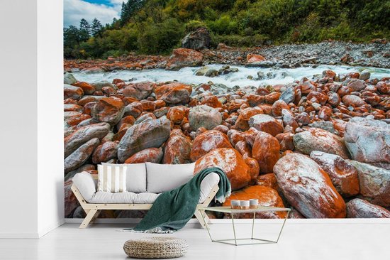 Behang - Fotobehang - Rode stenen bij het rode strand - Breedte 420 cm ...