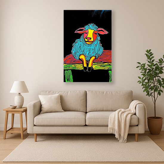 Neon schaap - Plexiglas - Acrylaat - Glasschilderij - 40x60 cm | bol