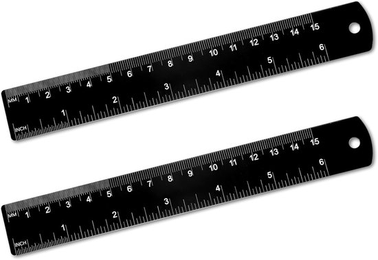 2 Pcs 6 Inch RVS Liniaal met Centimeter Millimeter Inch en ...