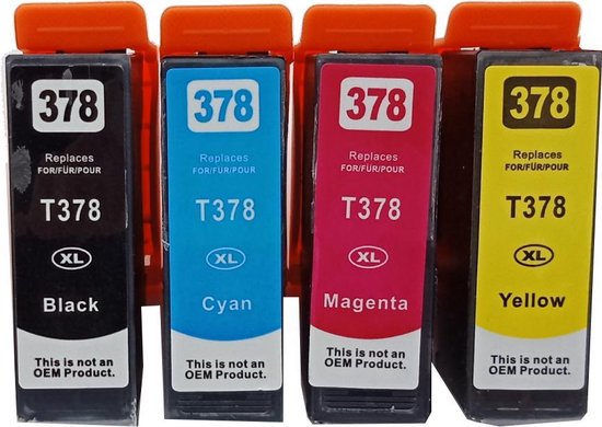 KATRIZ® huismerk ink Epson 1x T378/379XL Zwart + 1x T378/379XL Cyaan ...