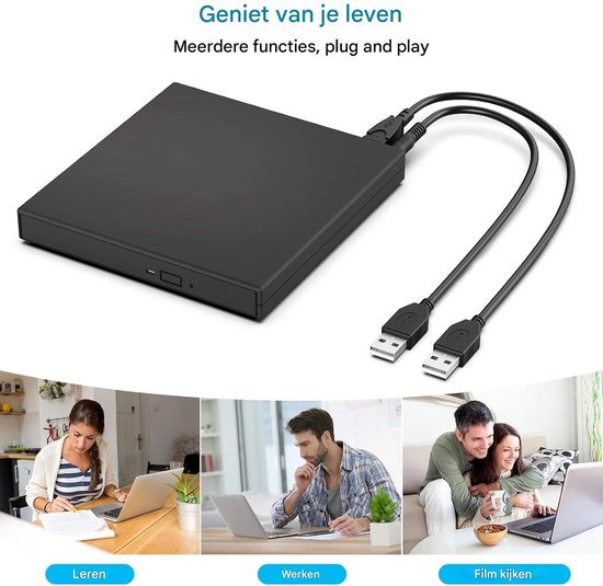 Ynkkvre -USB 2.0 Externe CD/DVD Speler & Brander – Plug & Play ...