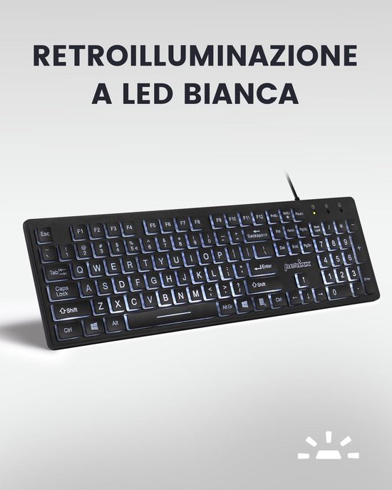 Verlicht QWERTY Toetsenbord met Grote Letters en Italiaanse Layout | bol