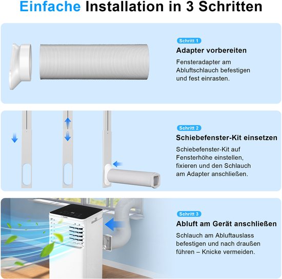 NETTLIFE Mobiele Airco 3-in-1 | 9000 BTU | Met Afvoerslang ...