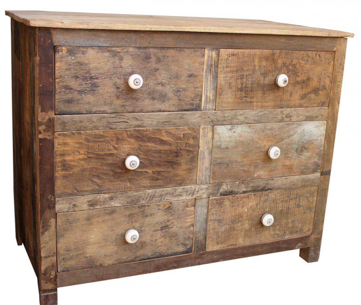 Otentic Design Sloophouten commode 6 lades Naturel | bol.com